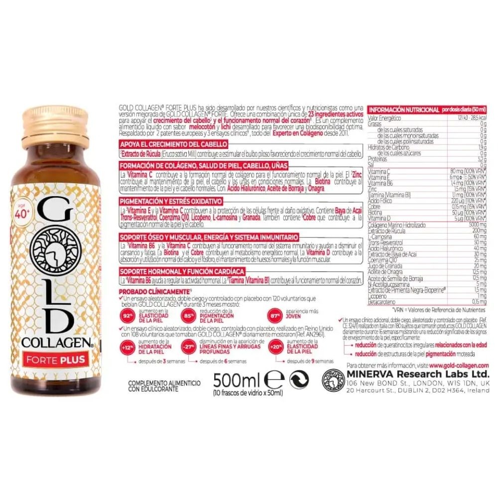 Gold Collagen Forte Plus, 10 x 50 ml. - Areafar