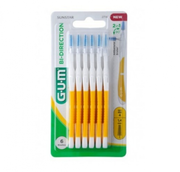 G.U.M Bi-Direction Cepillo Interdental, Talla 4, 6 Piezas. - Sunstar